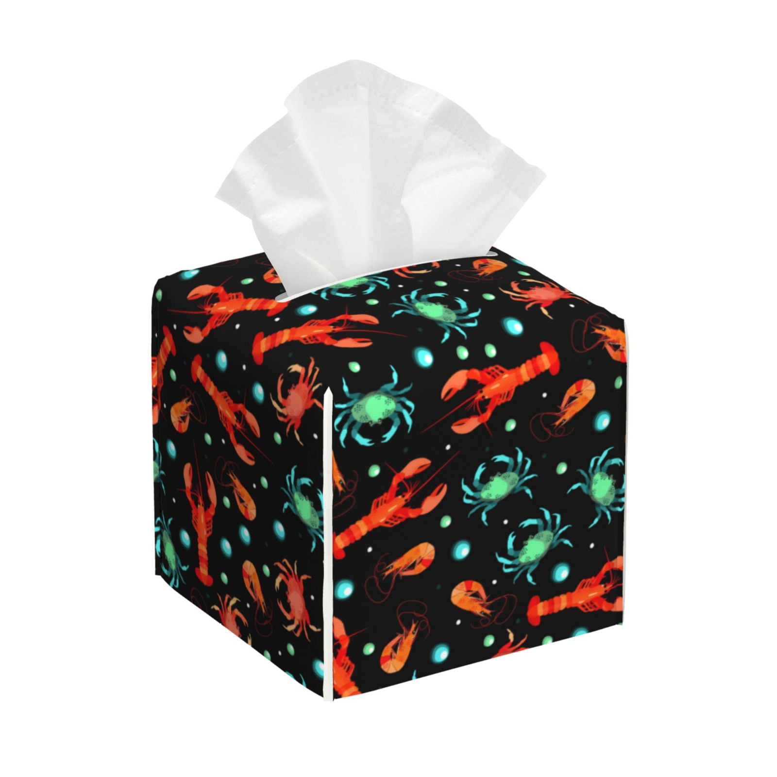 Tissue Box Cover, Shrimp Crab Lobster Leather Tissue Box Holder ...