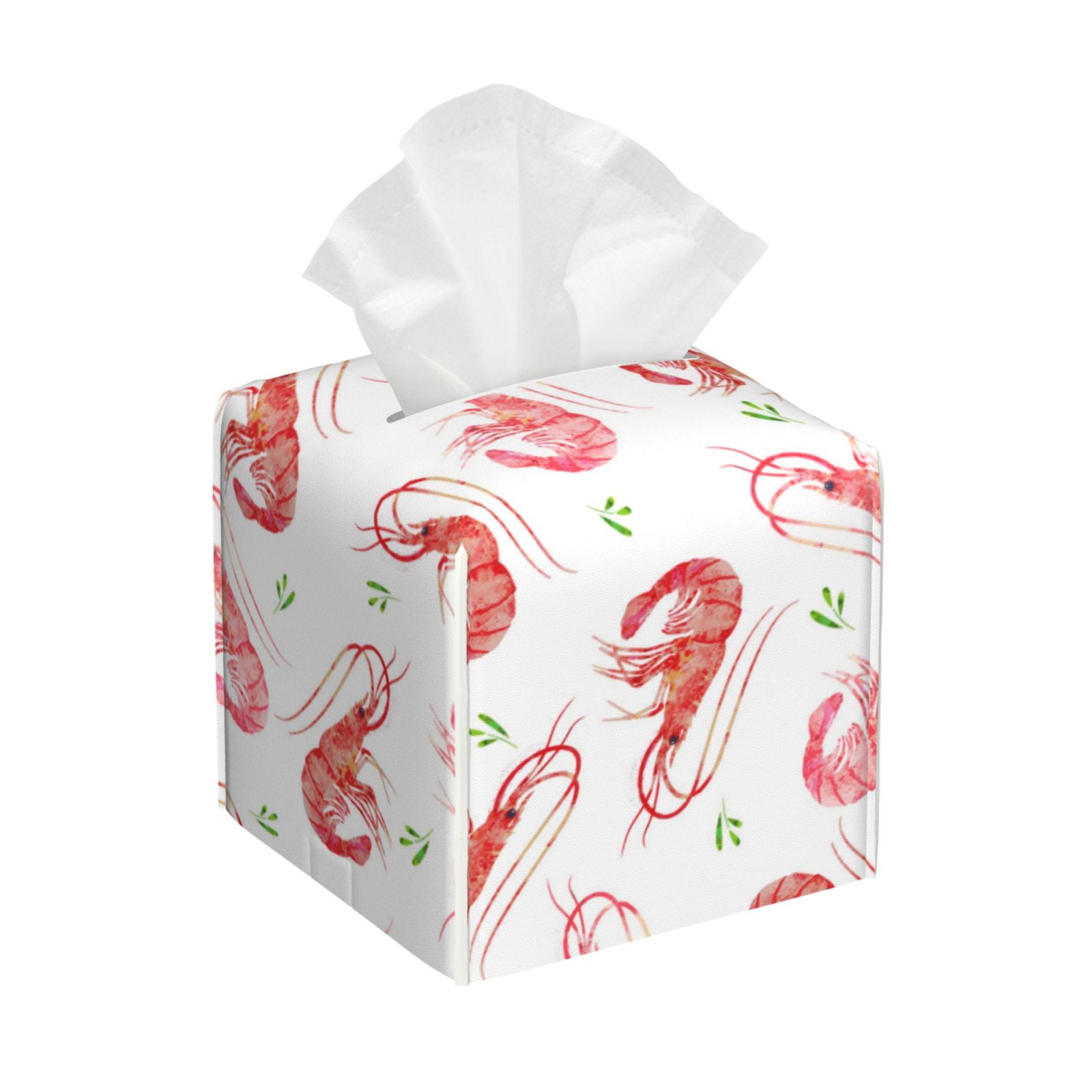 Tissue Box Cover, Shrimp Seaweed Leather Tissue Box Holder - Tissue ...