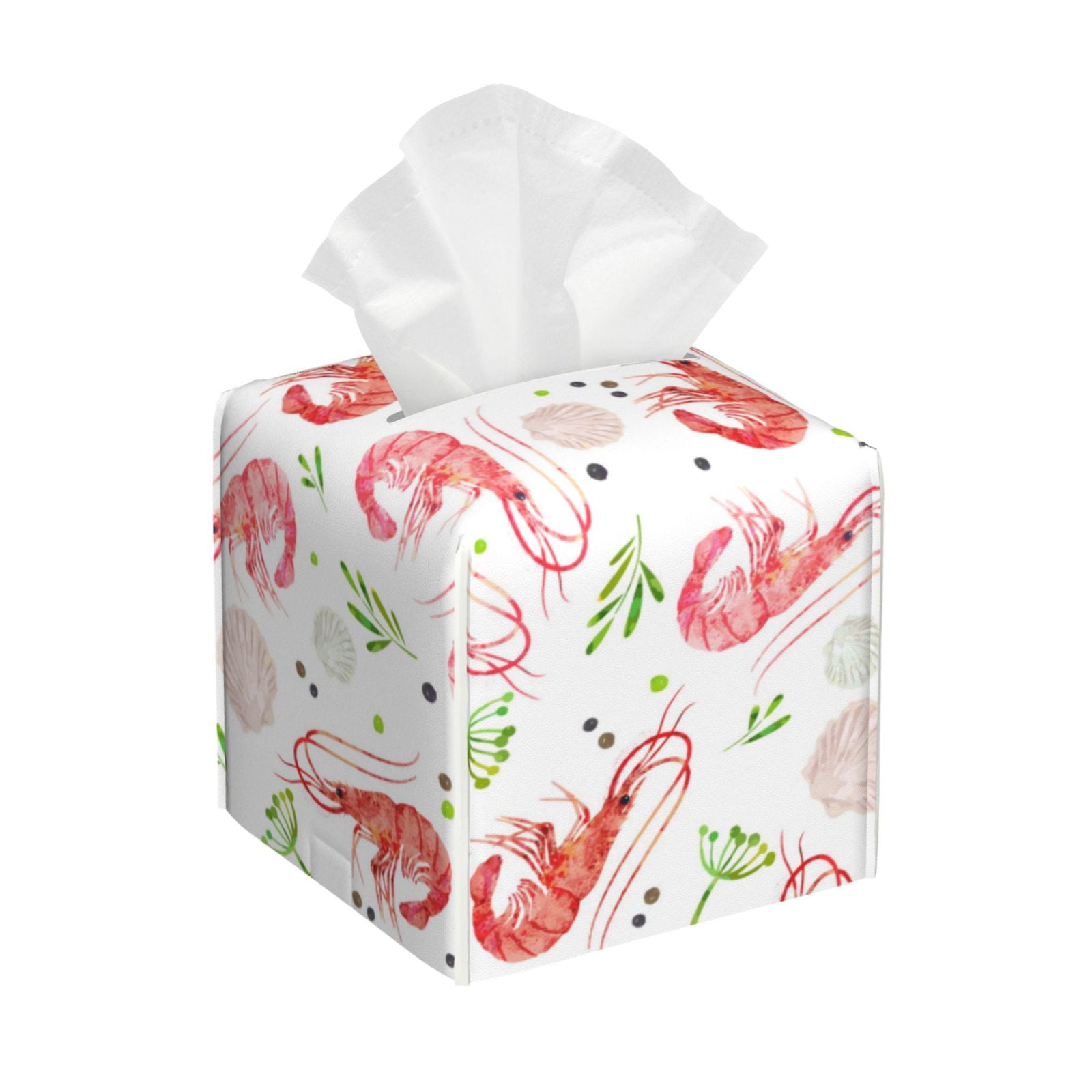 Tissue Box Cover, Shrimp Shells Seaweed Leather Tissue Box Holder ...