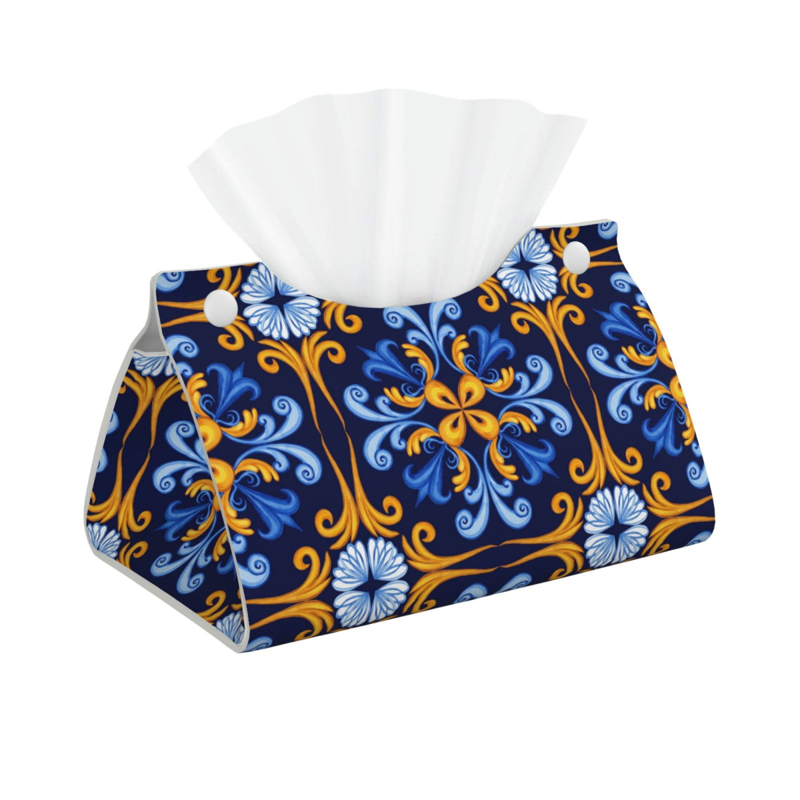 Tissue Box Cover, Sicilian blue pattern Moroccan style Rectangular ...