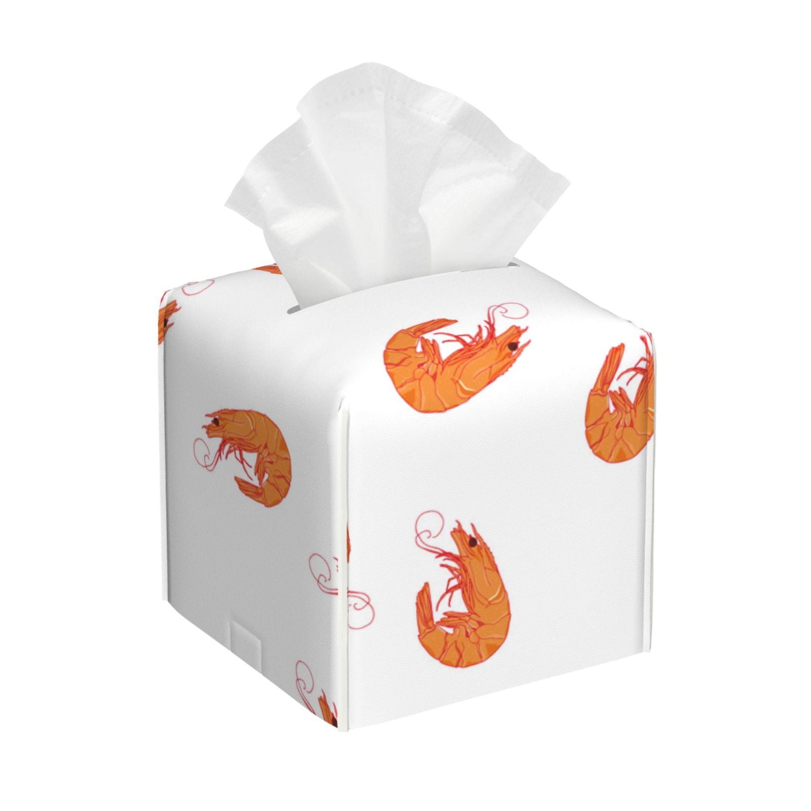 Tissue Box Cover Simple Orange Shrimp Print White Tissues Boxes Holder ...
