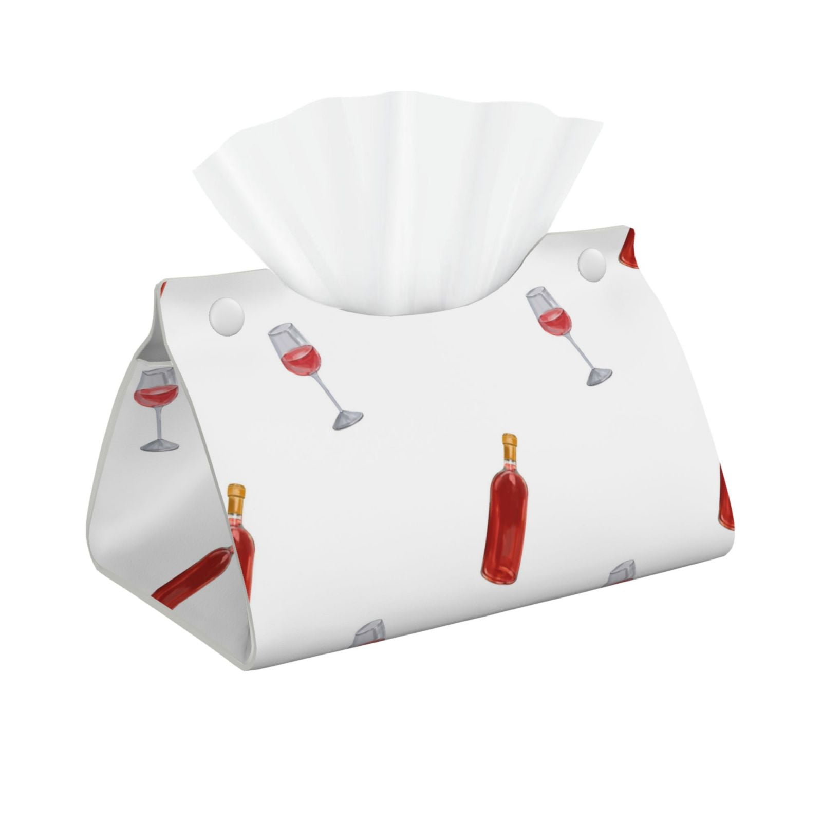 Tissue Box Cover, Simple Wine Glass Bottle Print Leather Rectangular ...