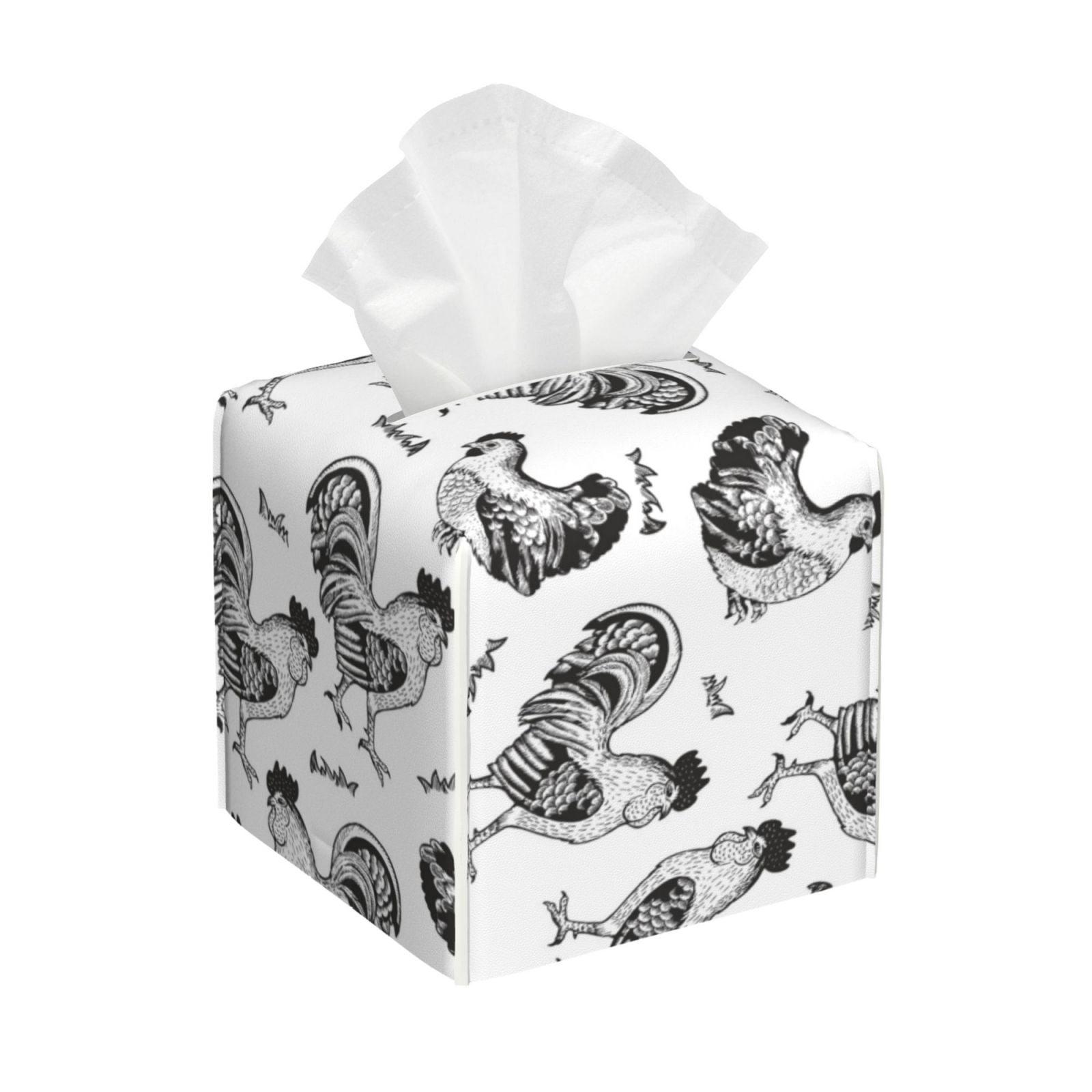 Tissue Box Cover, Sketch Cute Chicken Grass Leather Tissue Box Holder ...