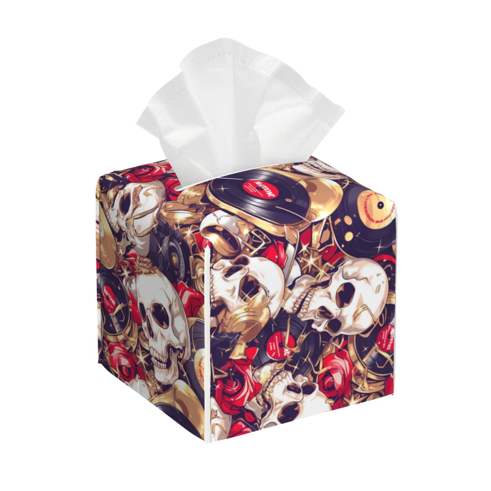 Tissue Box Cover Skull record artist Tissues Boxes Holder Organizer ...