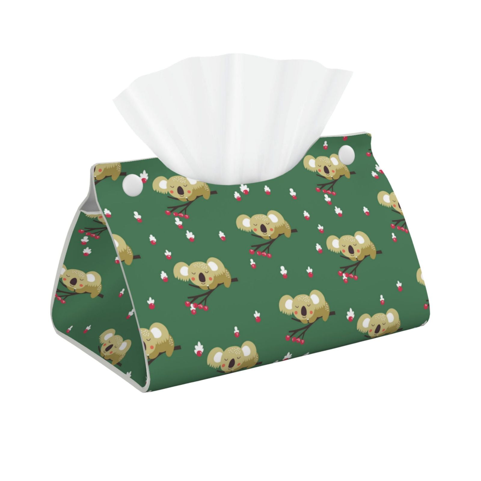 Tissue Box Cover, Sleeping Koala Green Leather Rectangular Tissue ...