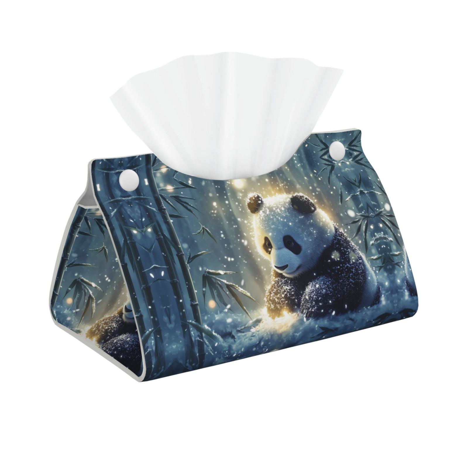 Tissue Box Cover, Snowy Panda Rectangular Leather Tissue Holder ...