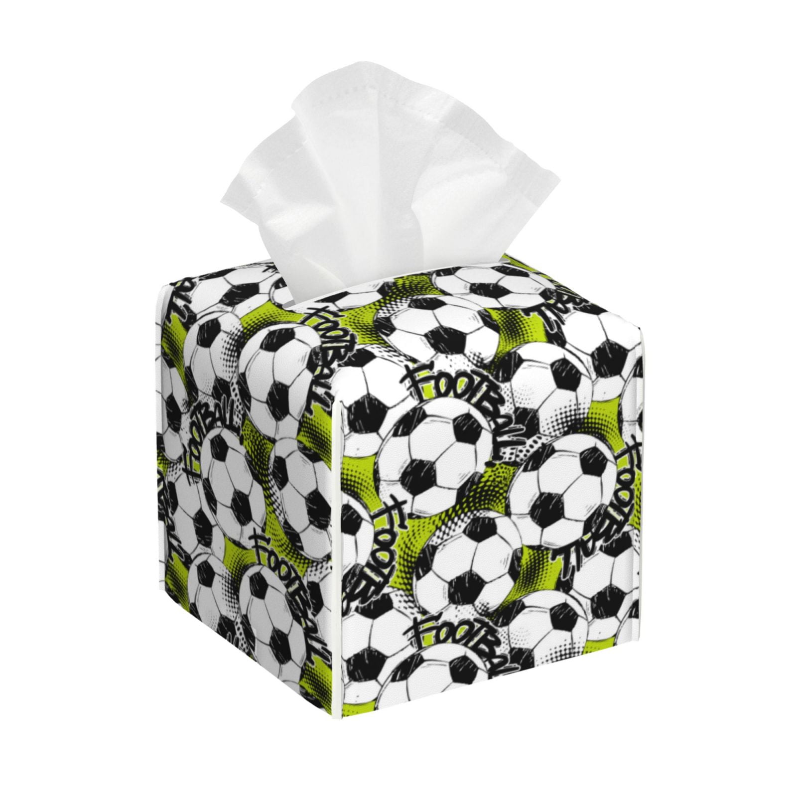 Tissue Box Cover Soccer and Football Tissues Boxes Holder Organizer ...