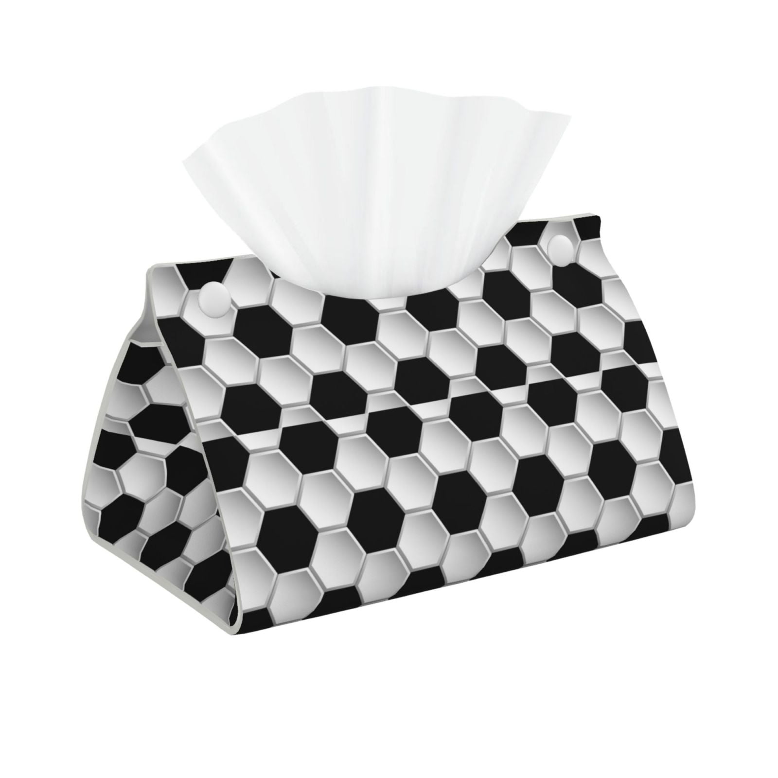 Tissue Box Cover, Soccer football black white print Rectangular Leather ...