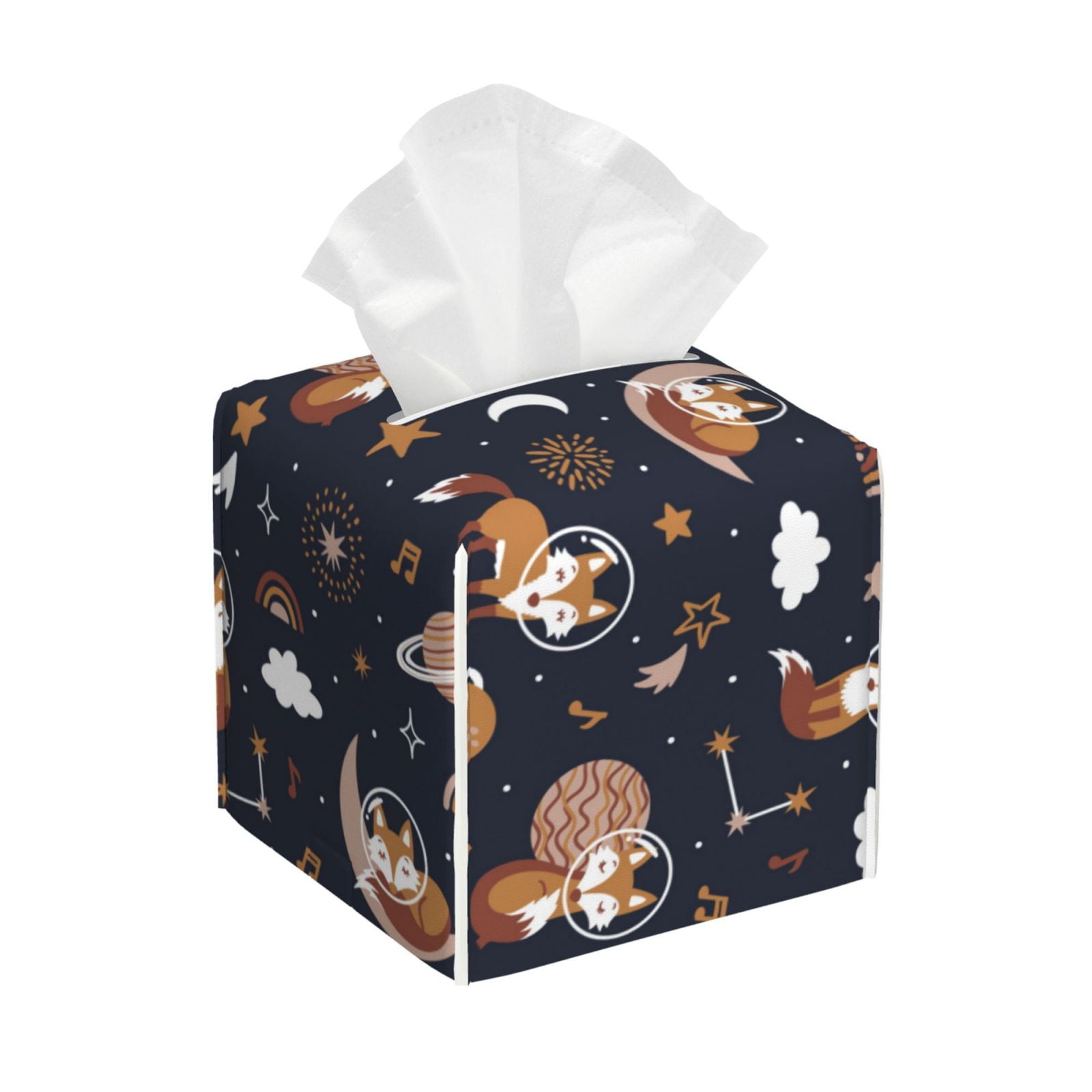 Tissue Box Cover, Space Music Fox -Modern Square Leather Tissue Box ...