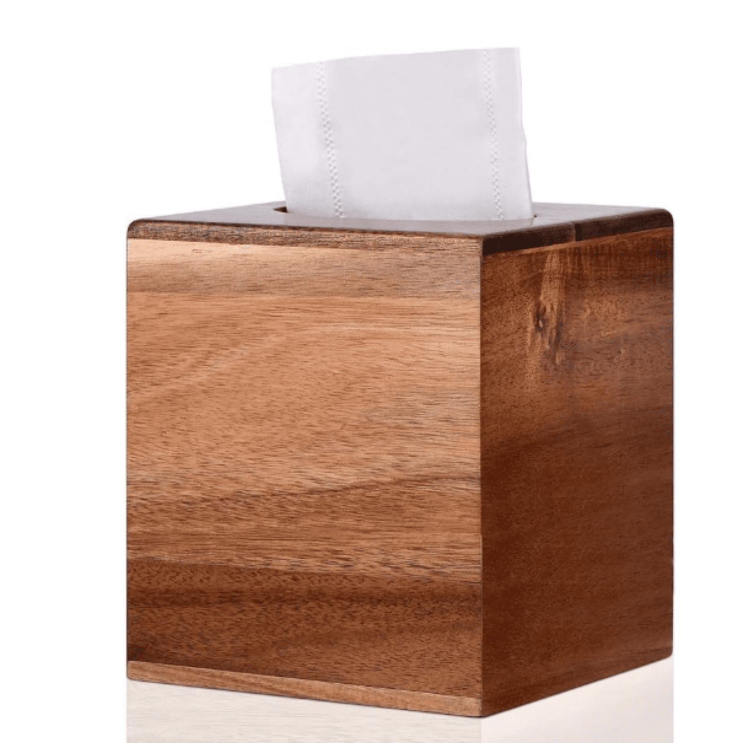 Tissue Box Cover Square, Acacia Wood Tissue Box Holder with Slide-Out ...