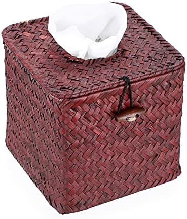 Tissue Box Cover Square Seagrass Tissue Box with Lid, Woven Tissue Box ...