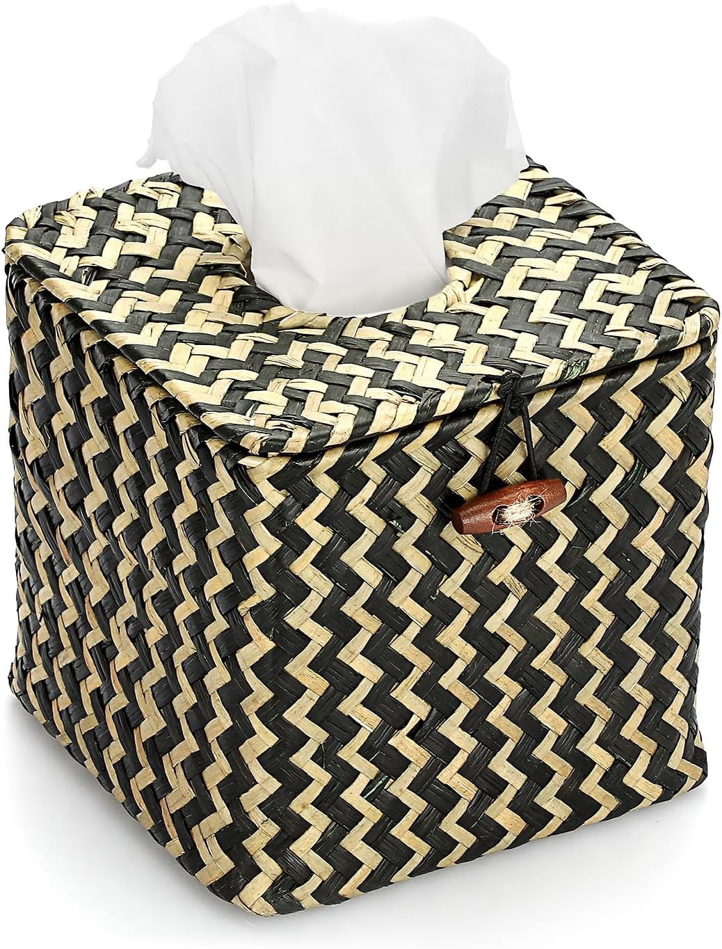 Tissue Box Cover Square Seagrass Tissue Box with Lid, Woven Tissue Box ...