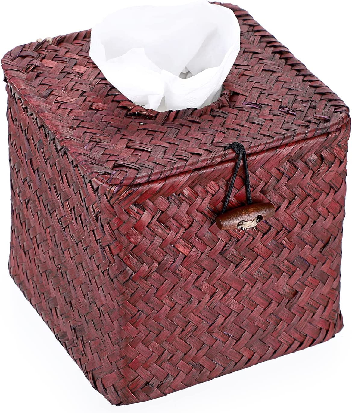 Tissue Box Cover Square Seagrass Tissue Box with Lid, Woven Tissue Box ...