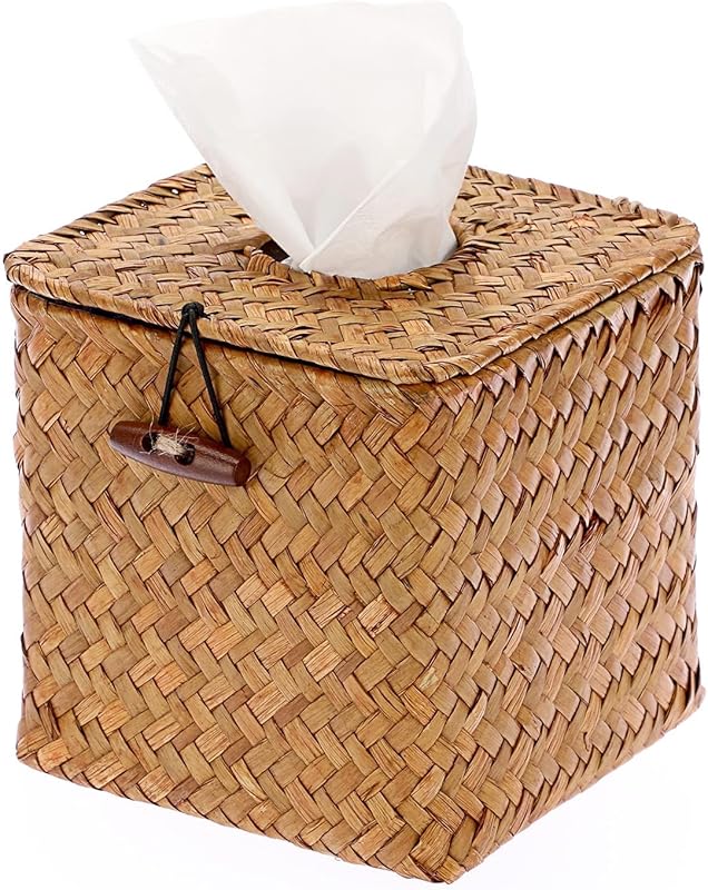 Tissue Box Cover Square Seagrass Tissue Box,Woven Tissue Box Holder ...