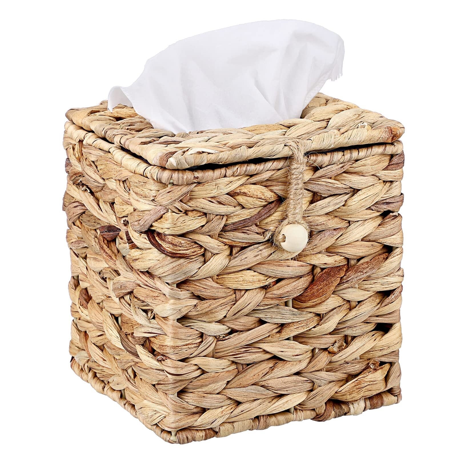 Tissue Box Cover Square Tissue Box Rattan Tissue Box Holder with Hinged ...