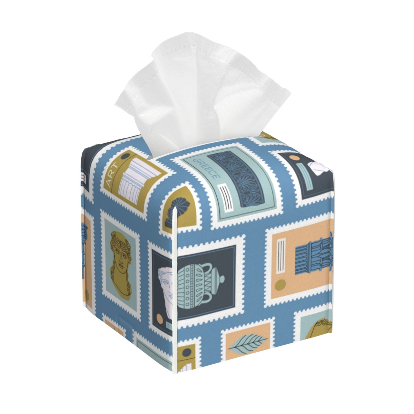 Tissue Box Cover Stamp Pattern blue Tissues Boxes Holder Organizer ...