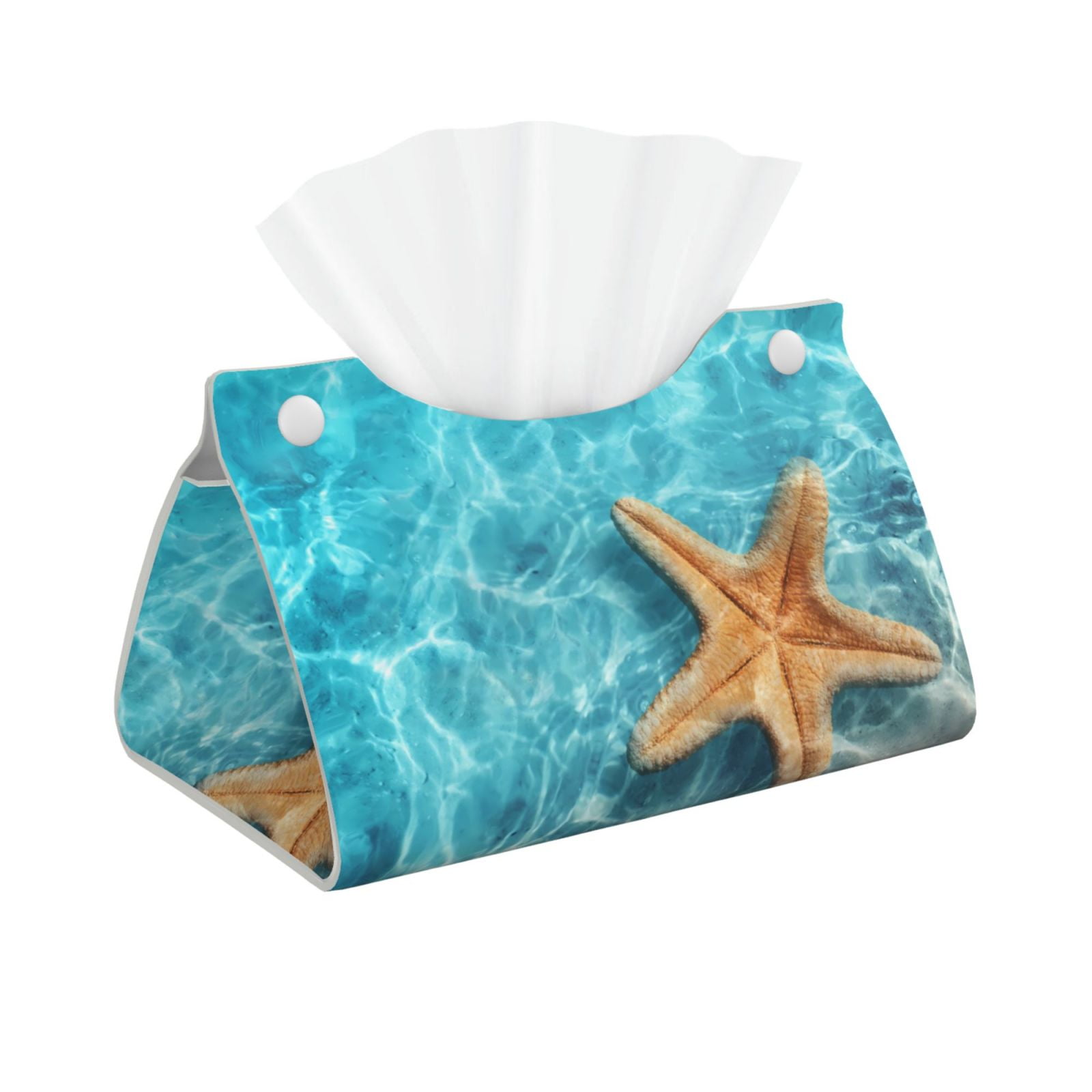 Tissue Box Cover, Starfish And Seashell On The Beach 1 Rectangular ...
