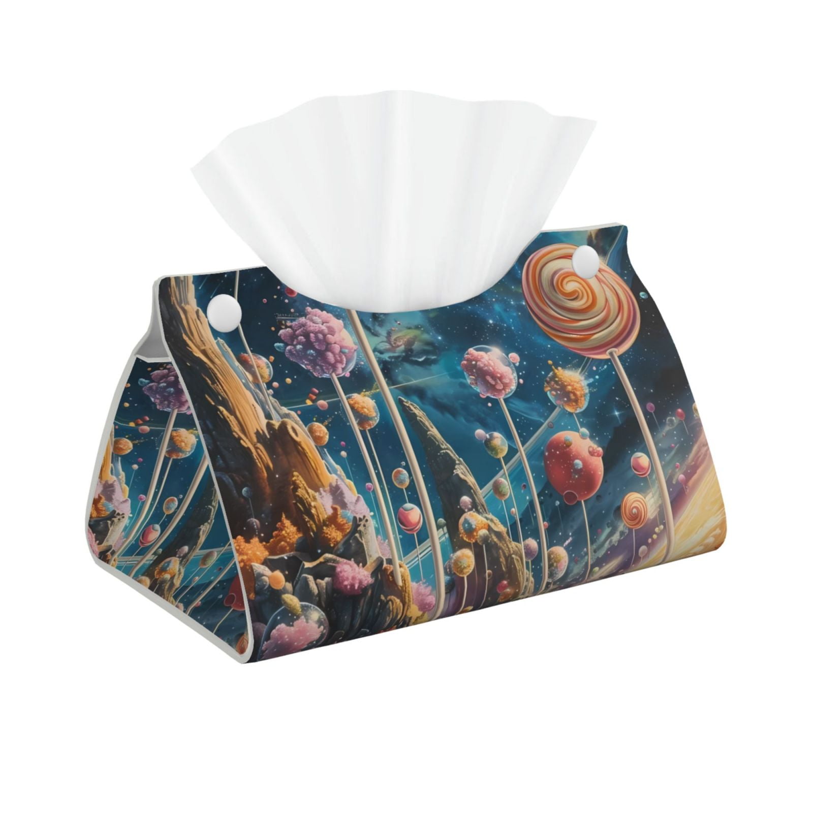 Tissue Box Cover, Starry Sky Planet Lollipop Rectangular Leather Tissue ...