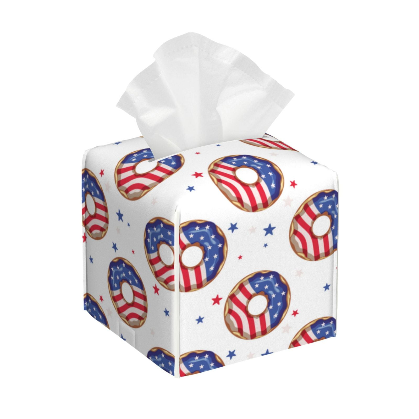 Tissue Box Cover, Stars and Stripes Donuts Leather Tissue Box Holder ...