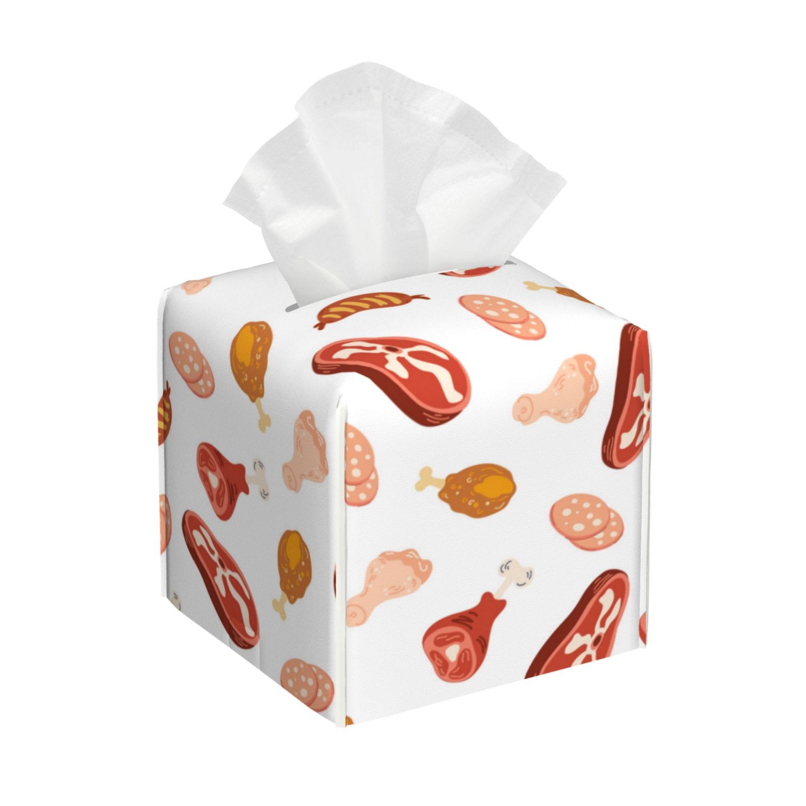 Tissue Box Cover, Steak Hot Dog Chicken Leg Print Leather Tissue Box ...