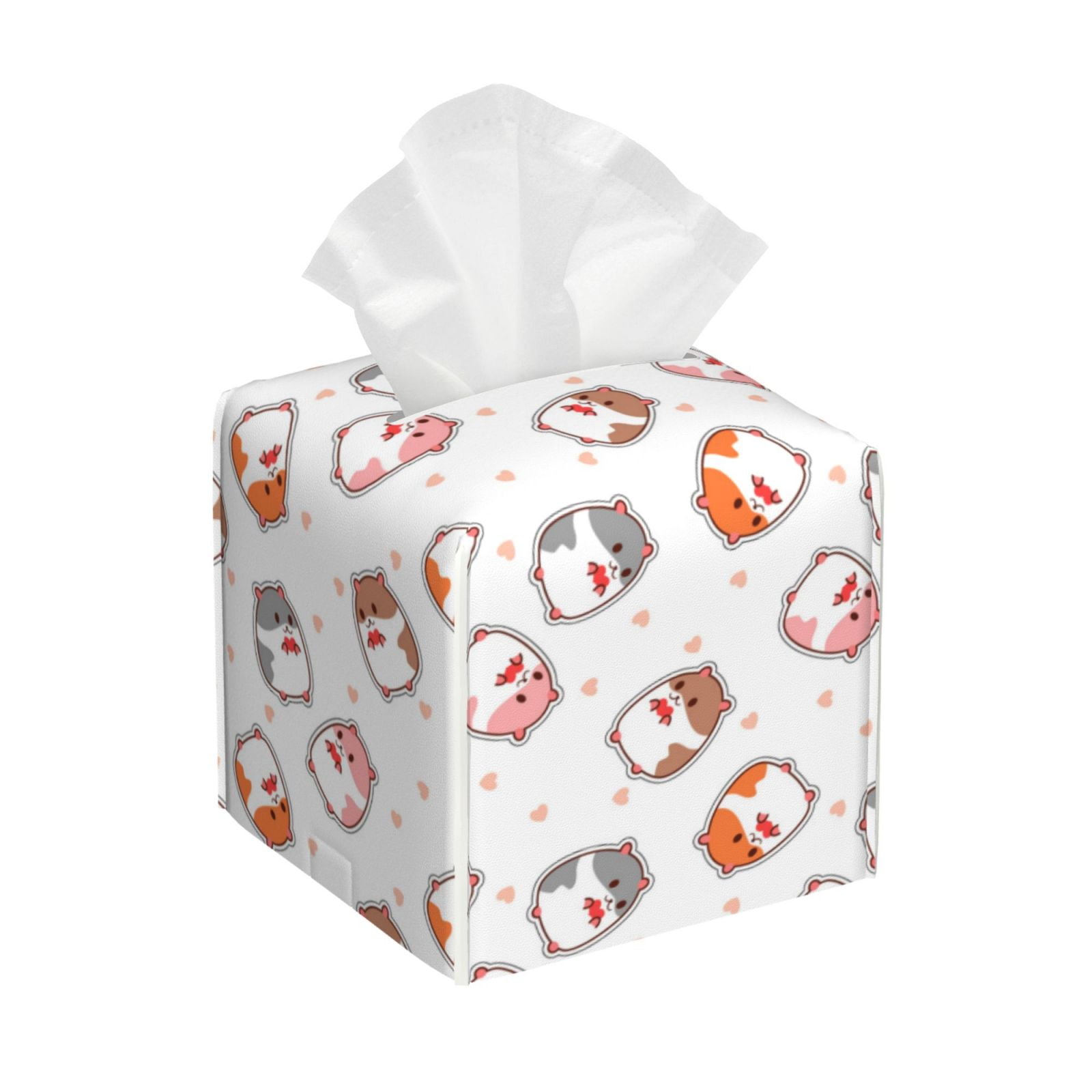 Tissue Box Cover, Sticker Style Cute Hamster Love -Modern Square ...