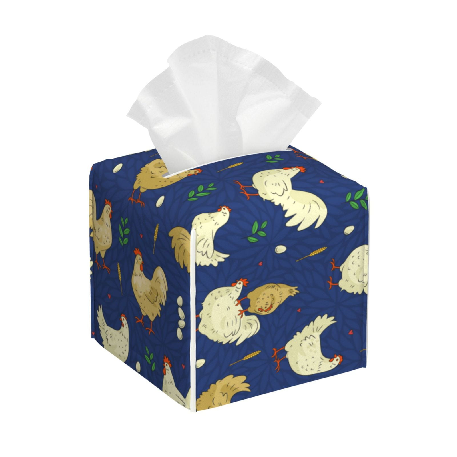 Tissue Box Cover, Striking Cute Chicken Blue Leather Tissue Box Holder ...