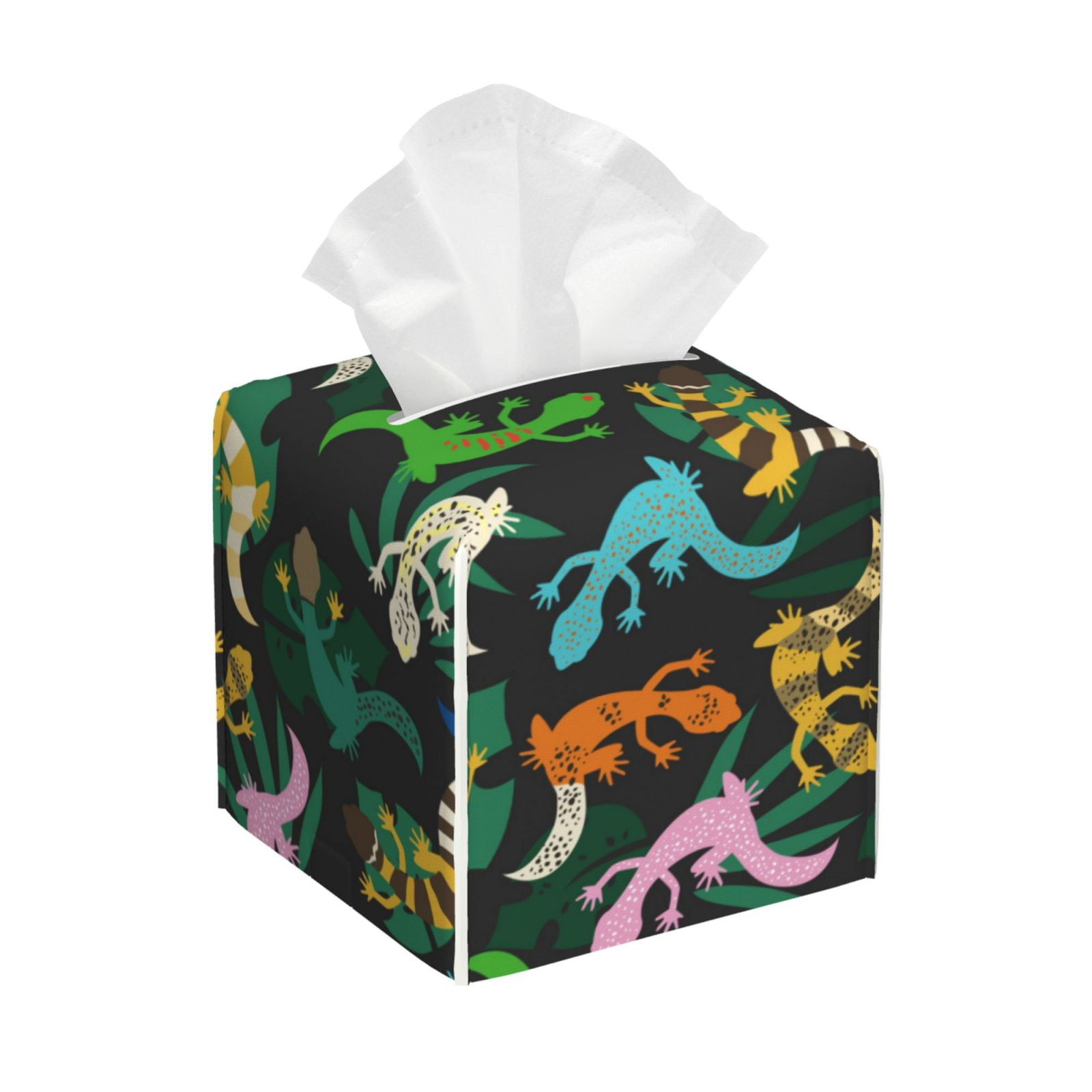 Tissue Box Cover Striped Cute Lizard Gecko Plant_A Tissues Boxes Holder ...
