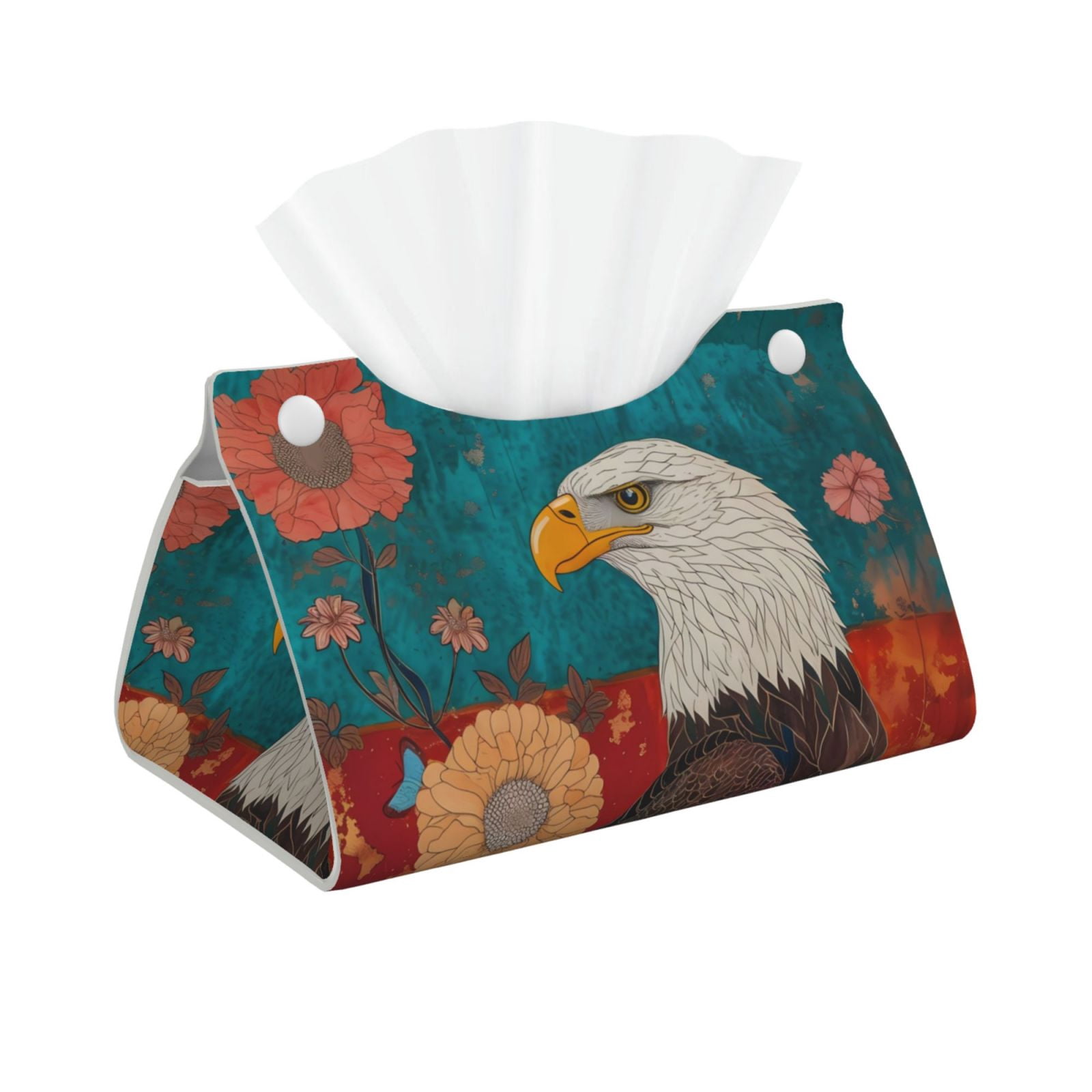 Tissue Box Cover, Sunflower Bald Eagle Leather Rectangular Tissue ...