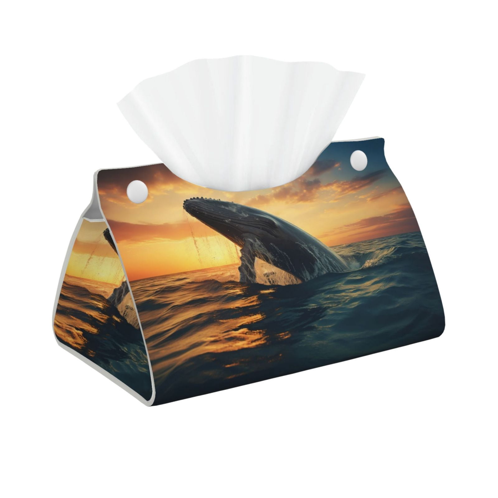 Tissue Box Cover Sunset Ocean Whale Tissues Boxes Holder Organizer for ...