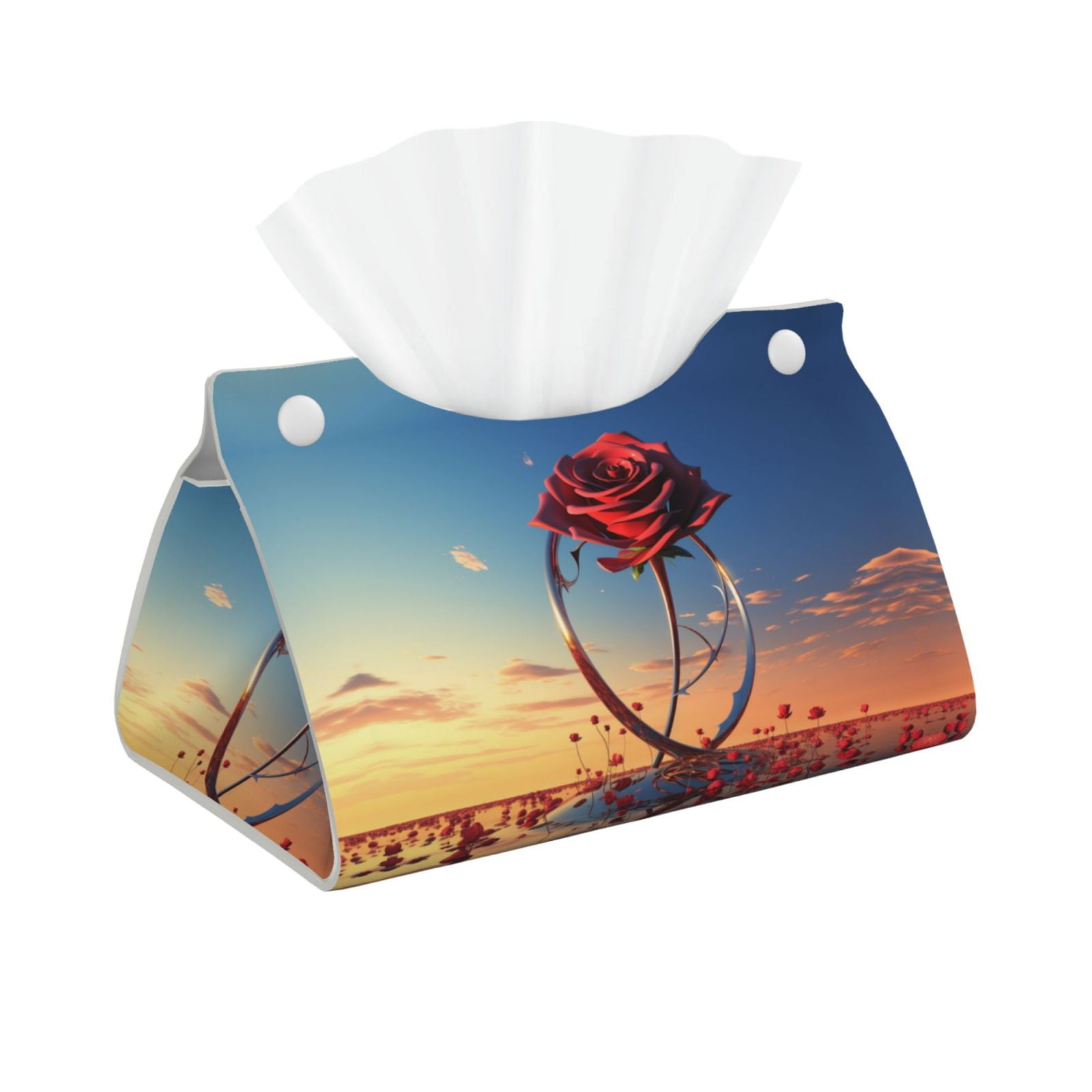 Tissue Box Cover, Sunset Rose Elegance Rectangular Leather Tissue ...