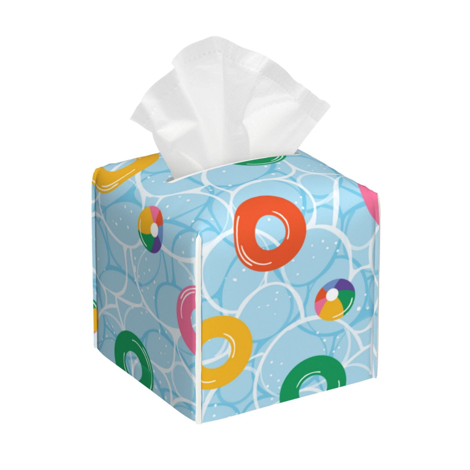 Tissue Box Cover, Swim rings floating Leather Tissue Box Holder ...