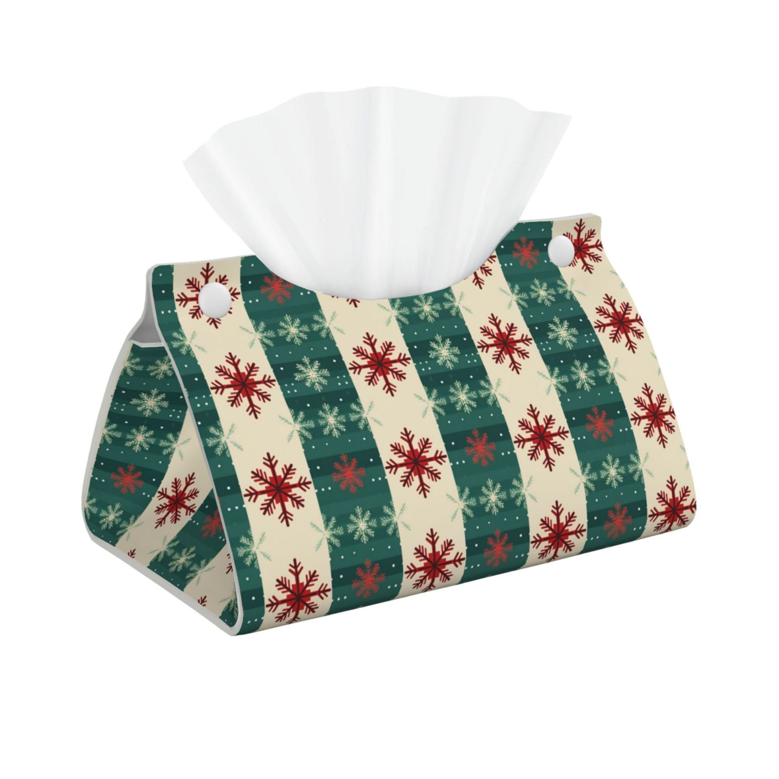 Tissue Box Cover for Tabletop Christmas Snowflakes Plaid Rectangle ...