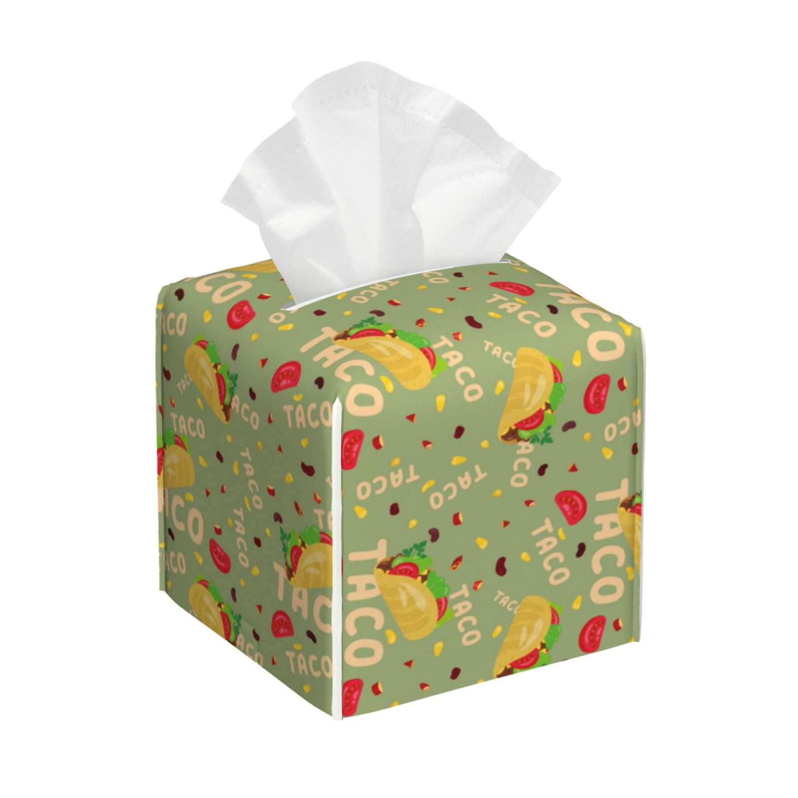 Tissue Box Cover - Taco Modern Square Leather Tissue Box Holder with Bottom Belt, Decorative ...