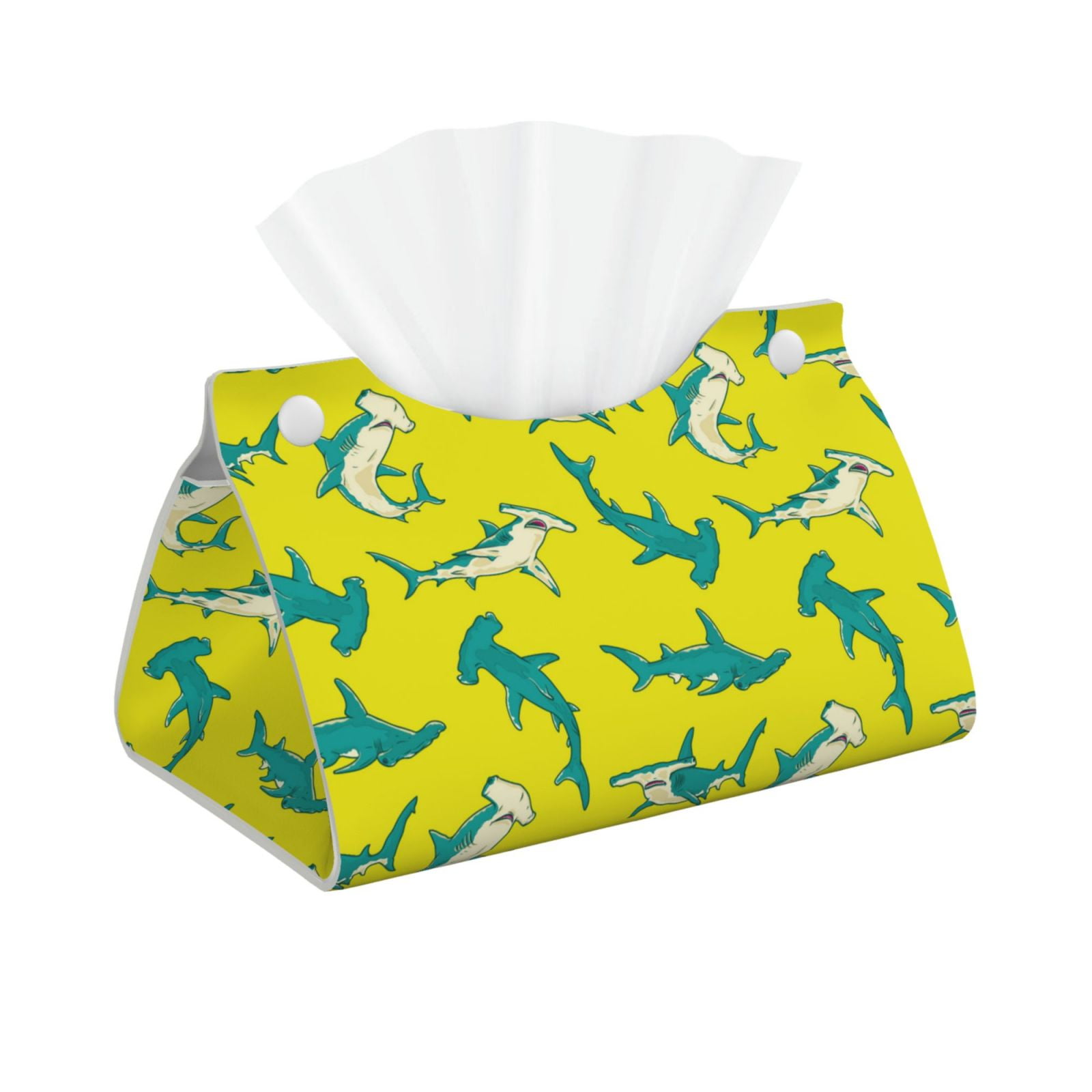 Tissue Box Cover, Teal Hammerhead Shark Rectangular Leather Tissue ...