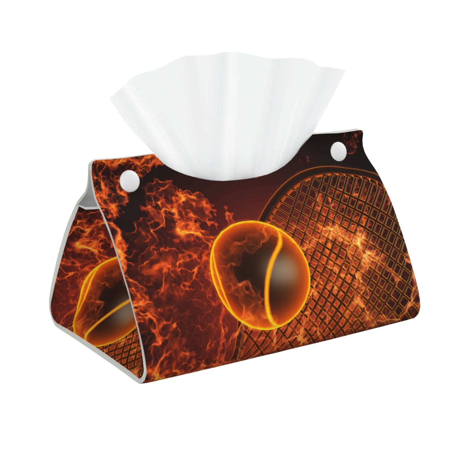 Tissue Box Cover, Tennis Racket In Fire Rectangular Leather Tissue ...