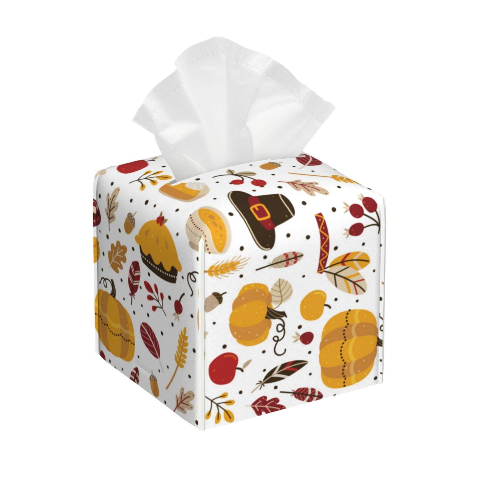 Tissue Box Cover, Thanksgiving -Modern Square Leather Tissue Box Holder ...
