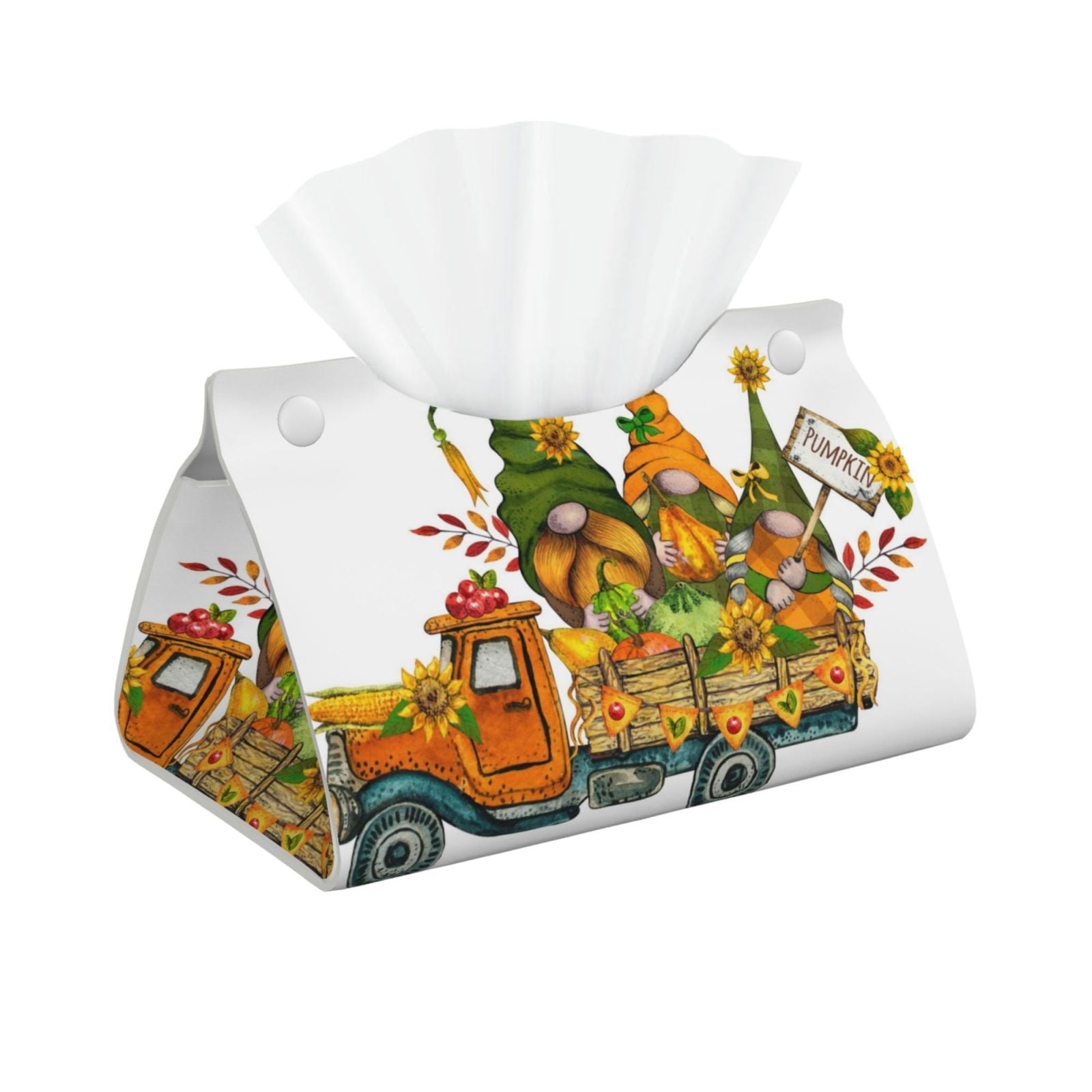 Tissue Box Cover, Thanksgiving Truck Rectangular Leather Tissue Holder ...
