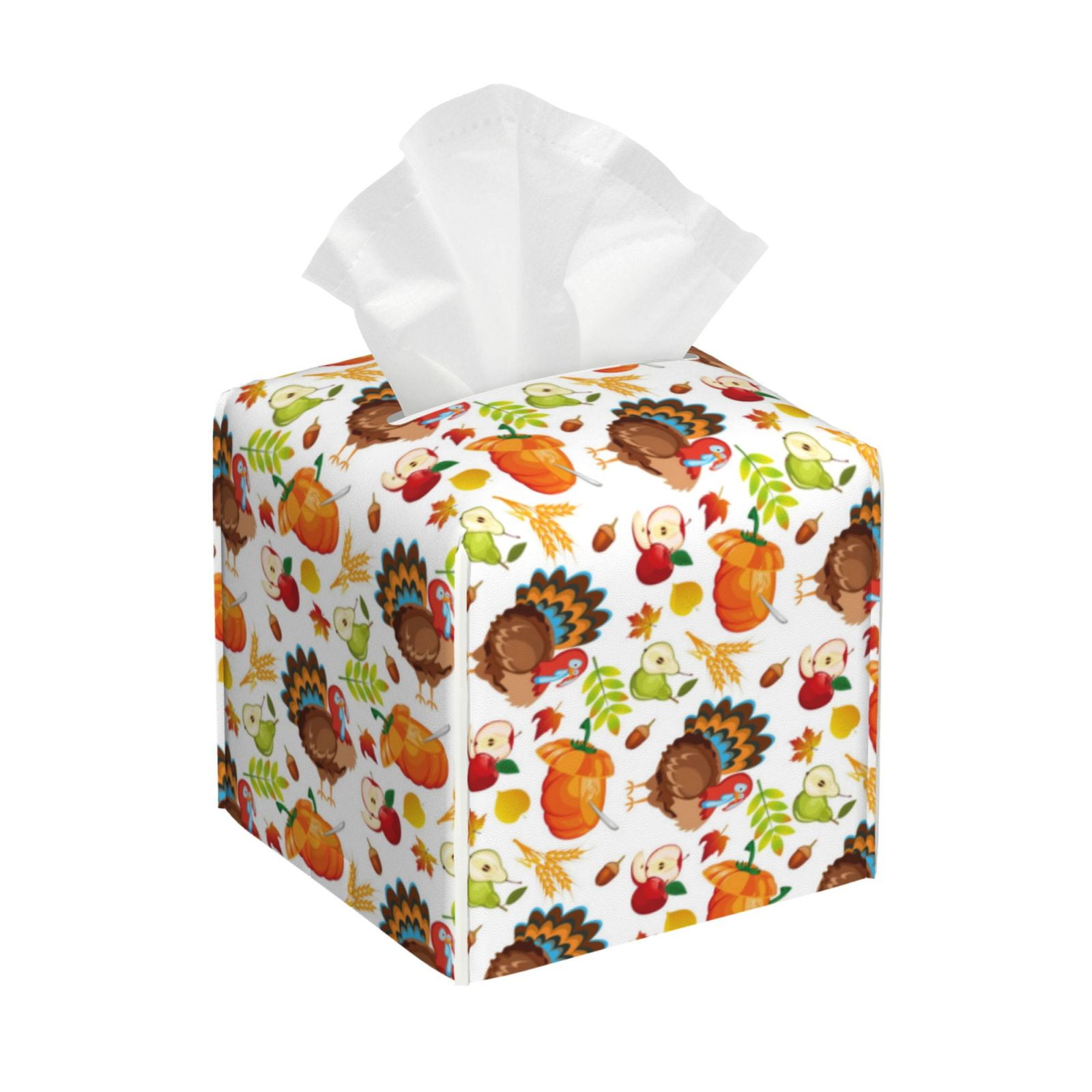 Tissue Box Cover, Thanksgiving Turkey Leather Tissue Box Holder ...