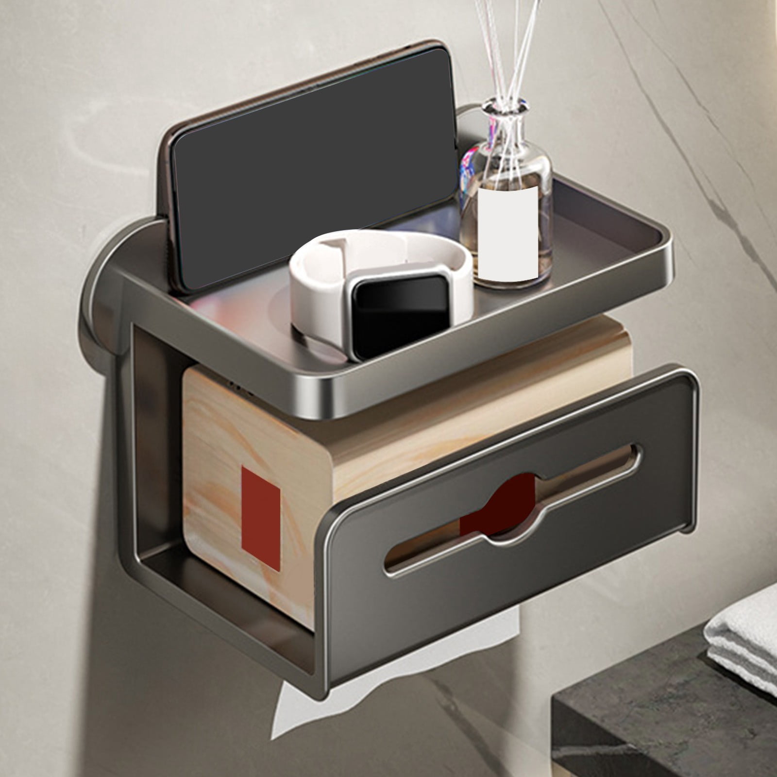 Tissue Box Cover Toilet Wall Mounted Toilet Paper Box With Strong Load ...