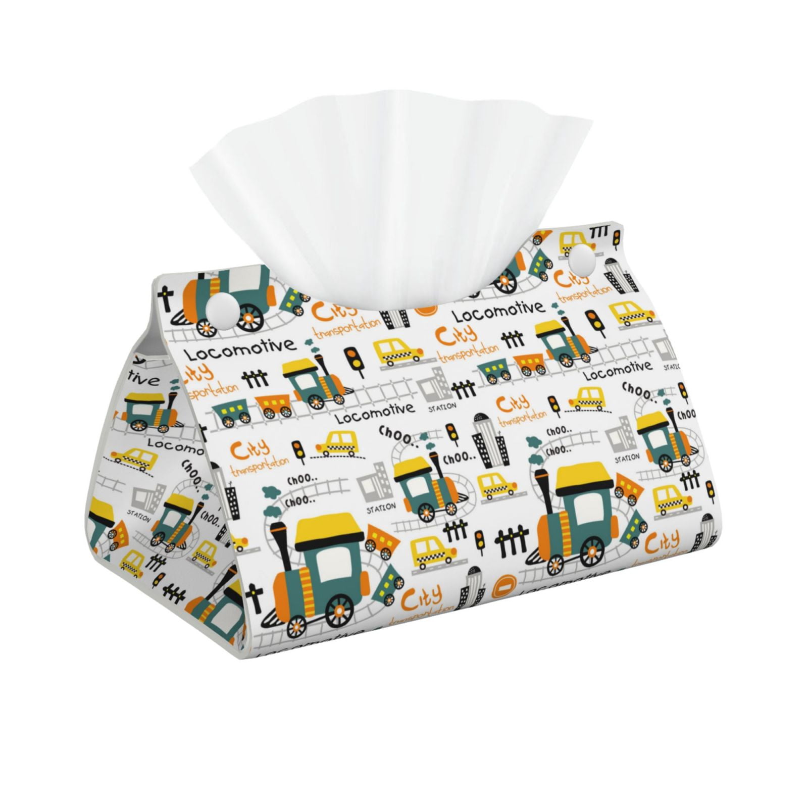 Tissue Box Cover Transportation Cartoon Tissues Boxes Holder Organizer ...