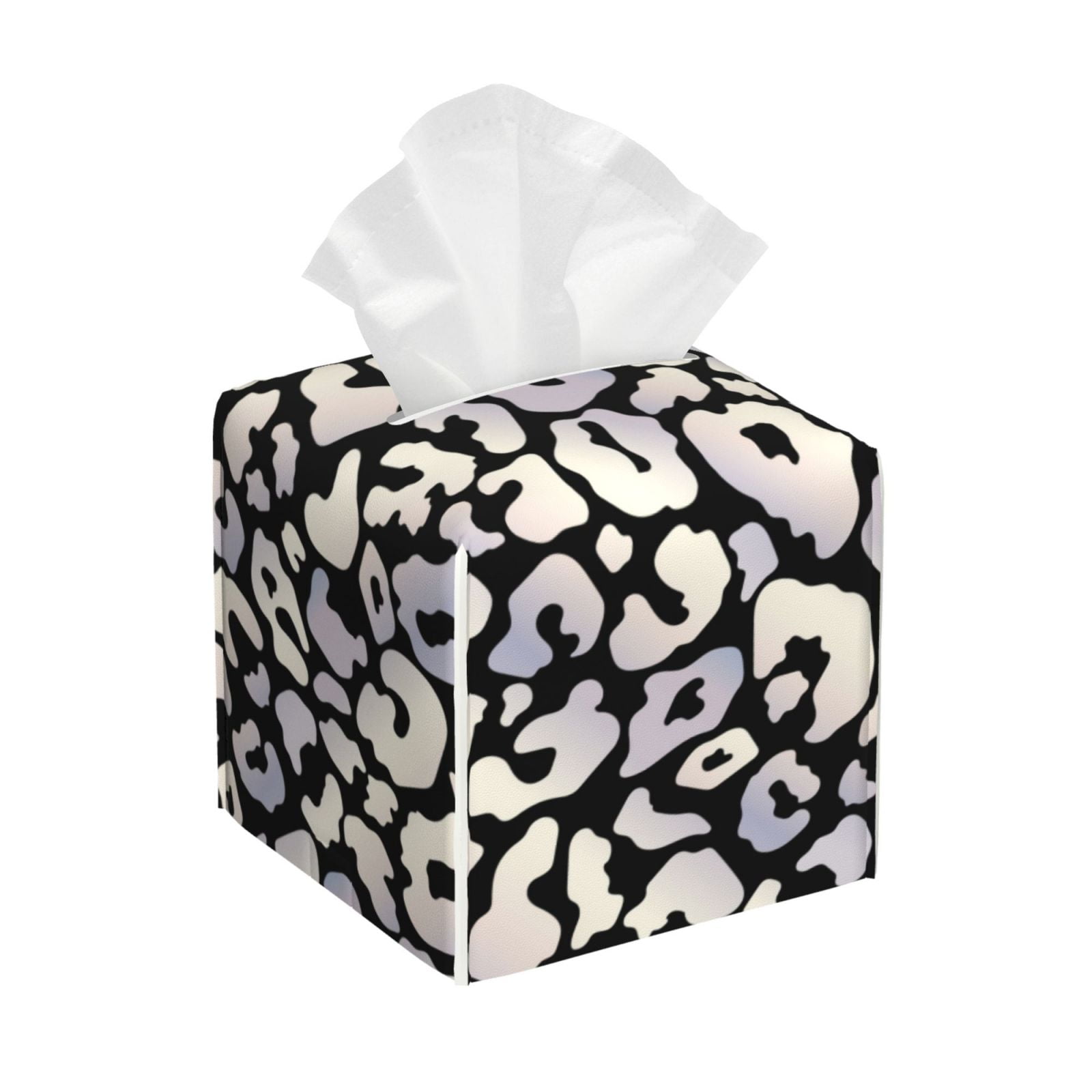 Tissue Box Cover Trendy silver leopard black Tissues Boxes Holder ...