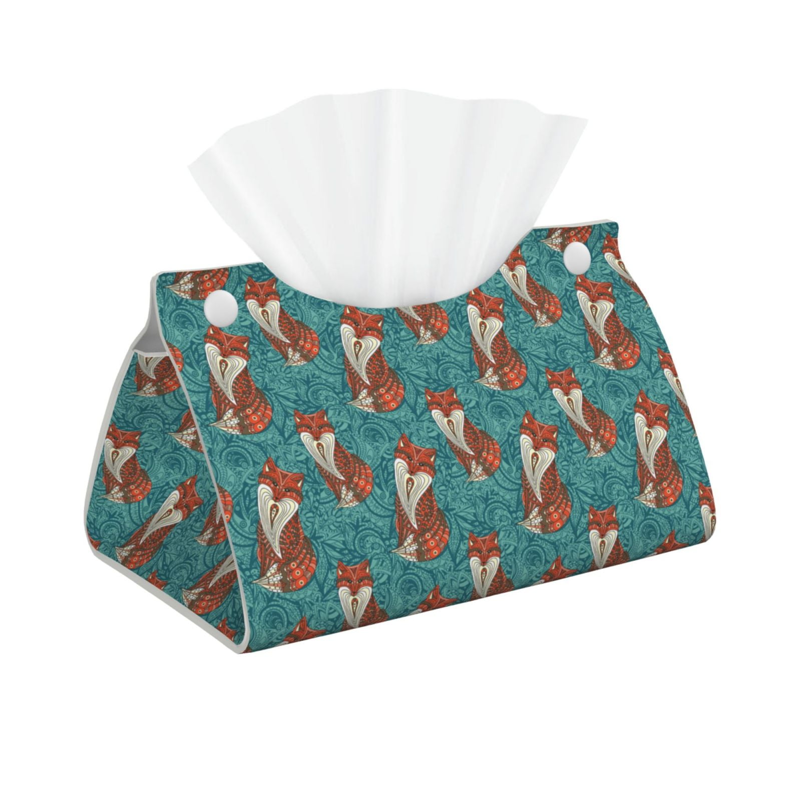 Tissue Box Cover, Tribal Fox Leather Rectangular Tissue Holder ...