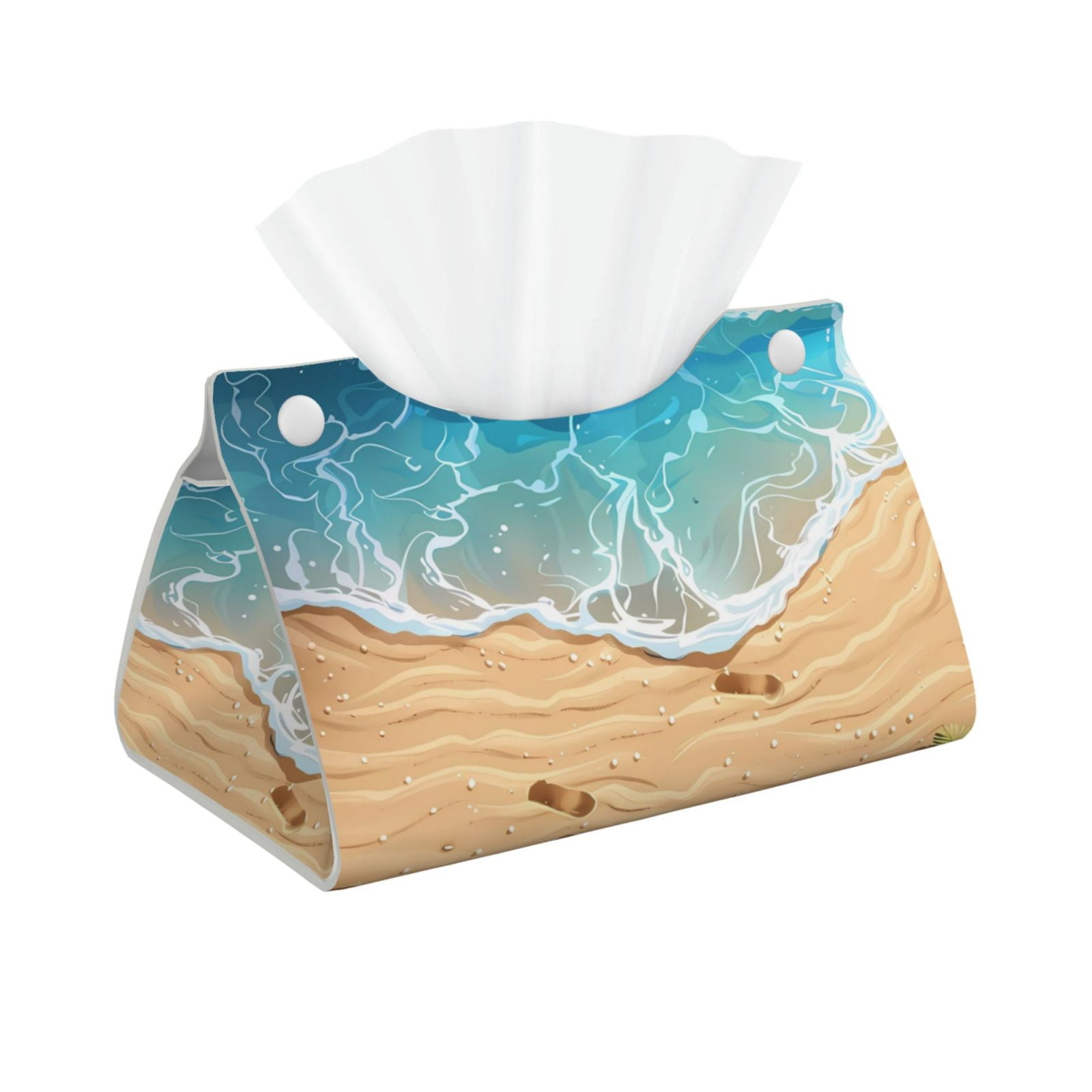 Tissue Box Cover, Tropical Beach With Starfish Rectangular Leather ...