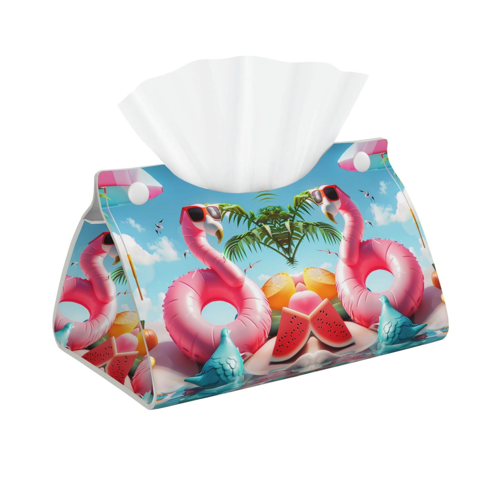 Tissue Box Cover Tropical Flamingo Pool Float Tissues Boxes Holder ...