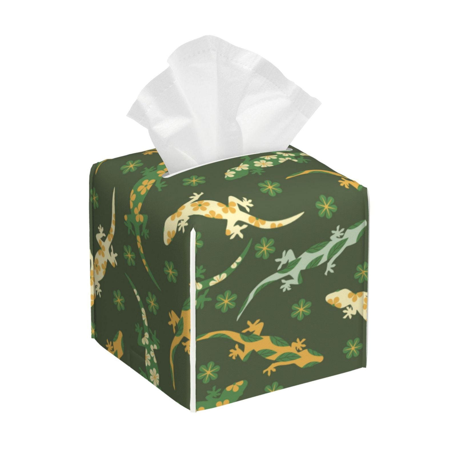 Tissue Box Cover Tropical Lizard Gecko Green Tissues Boxes Holder ...