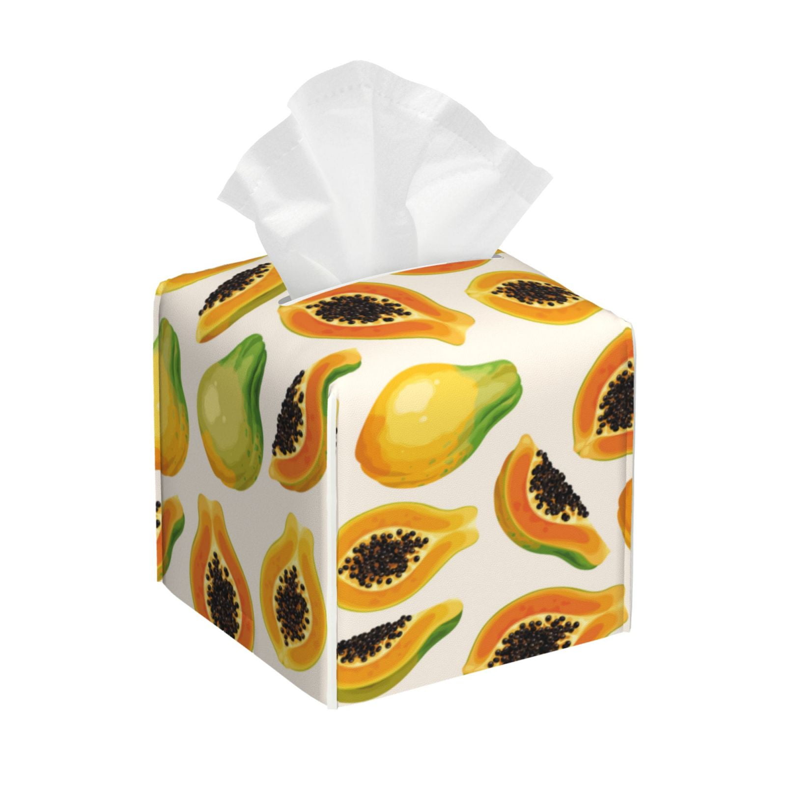 Tissue Box Cover, Tropical Papaya Leather Tissue Box Holder - Tissue ...