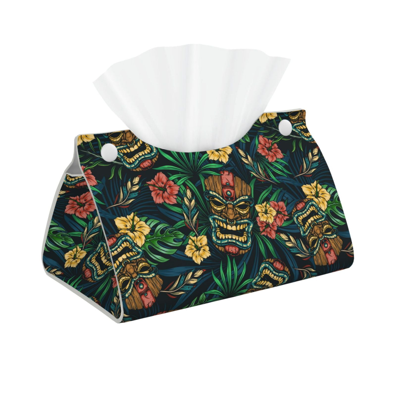 Tissue Box Cover, Tropical Tribe Mask Rectangular Leather Tissue Holder ...