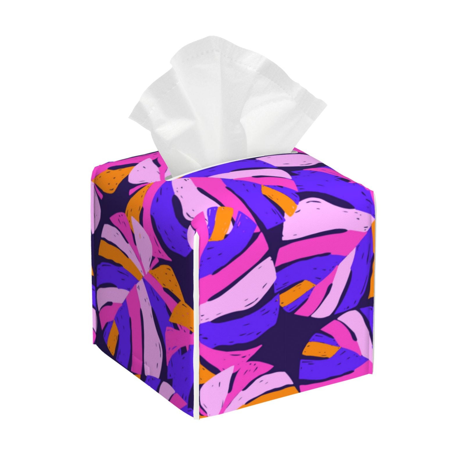 Tissue Box Cover, Tropics Leaf Leather Tissue Box Holder - Tissue Case ...