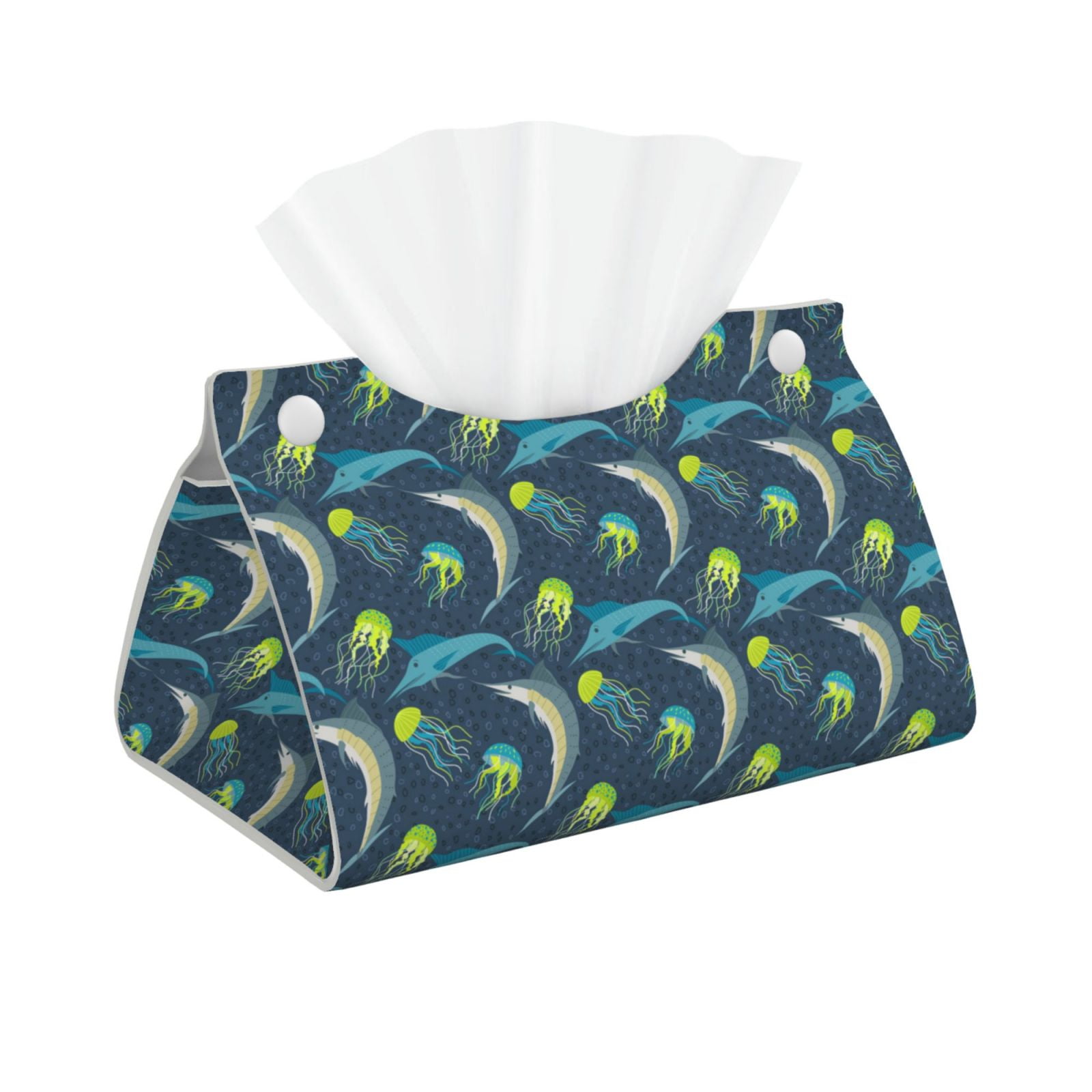 Tissue Box Cover, Tuna Fish Jellyfish Leather Rectangular Tissue Holder ...