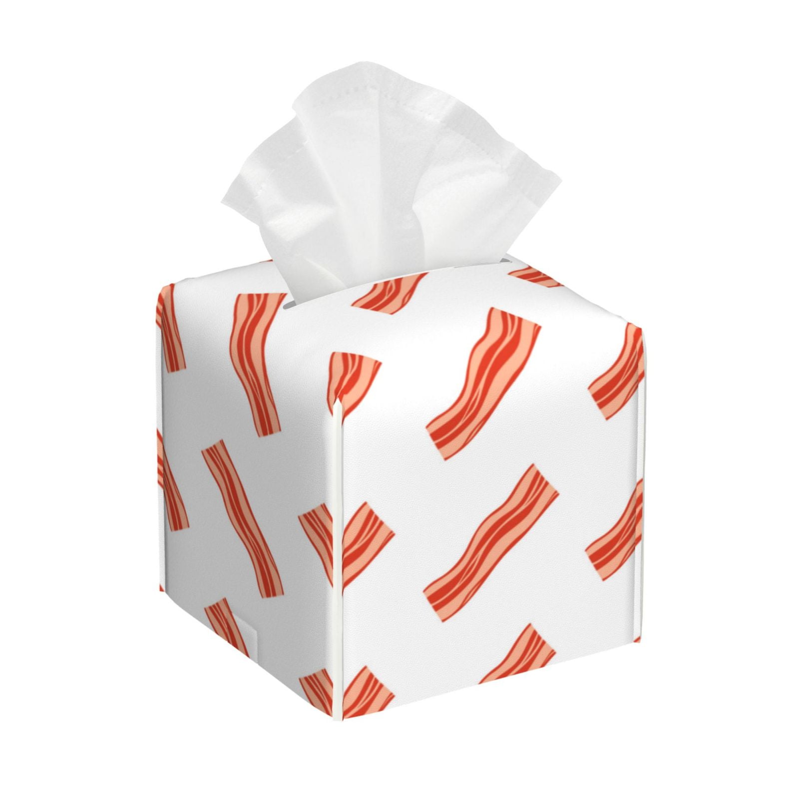 Tissue Box Cover Twill Bacon Print White Tissues Boxes Holder Organizer ...
